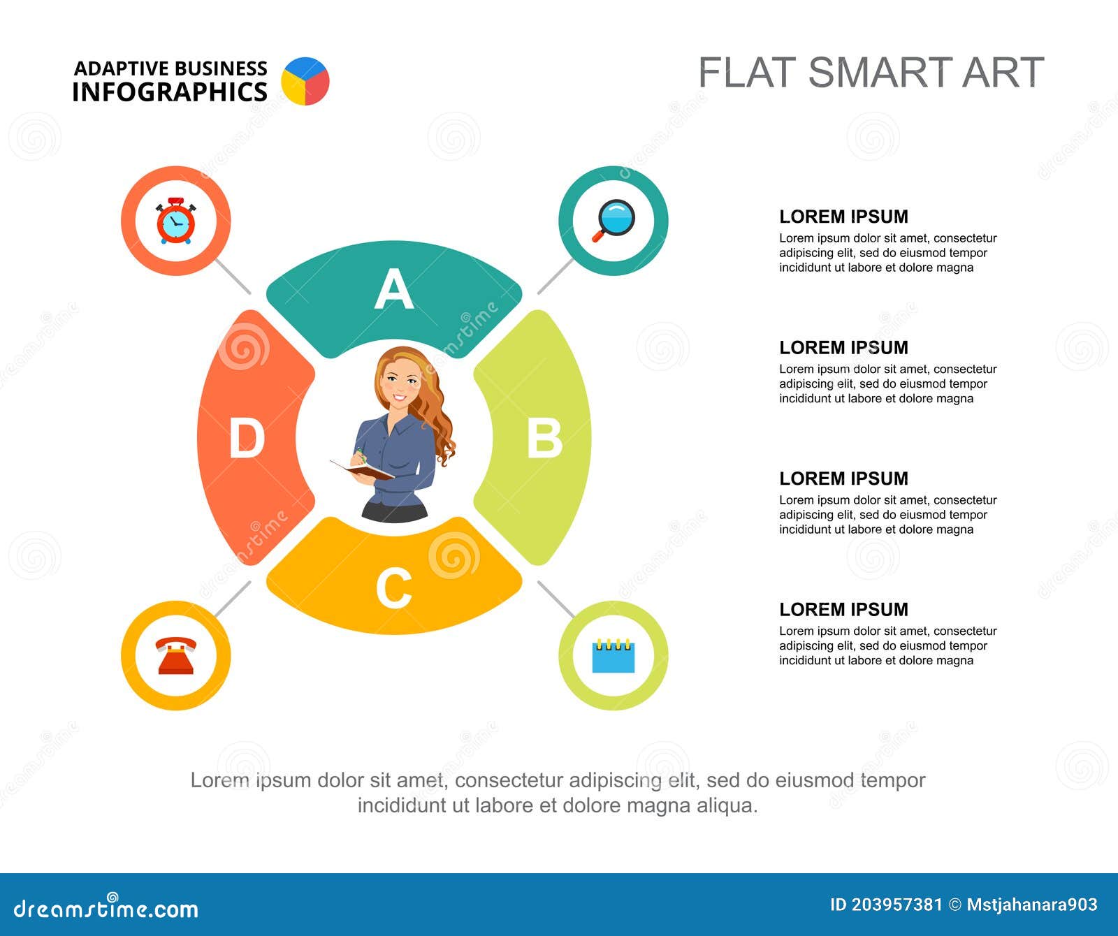 Four Elements Process Chart Template for Presentation Stock Vector ...