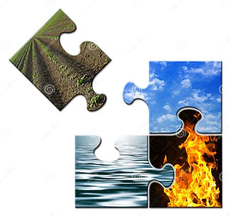 Four Elements in a Puzzle - Earth Apart Stock Photo - Image of ...