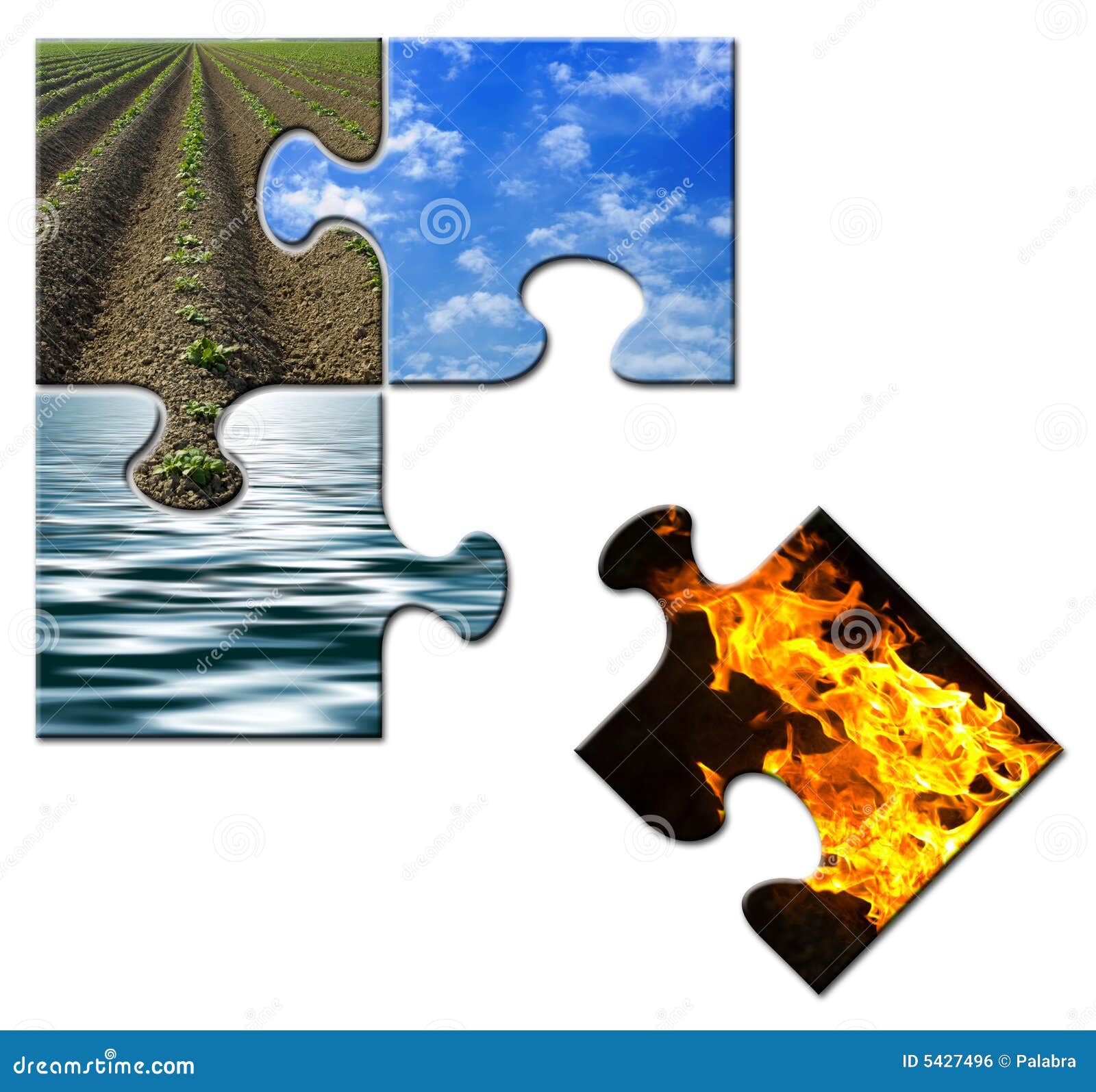 Four Elements in a Puzzle - Fire Apart Stock Photo - Image of land ...
