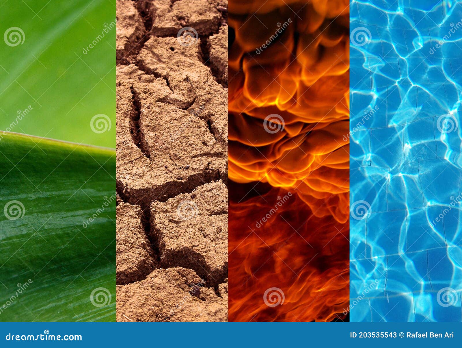 The Four Elements Inside Rectangles Photo Frames Stock Image - Image of ...