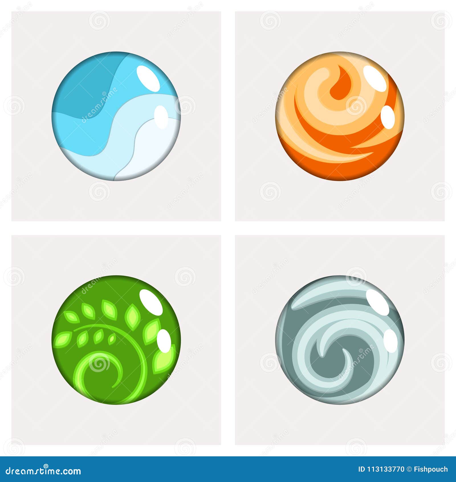 Four Elements Round Badges Vector. Stock Vector - Illustration of field ...