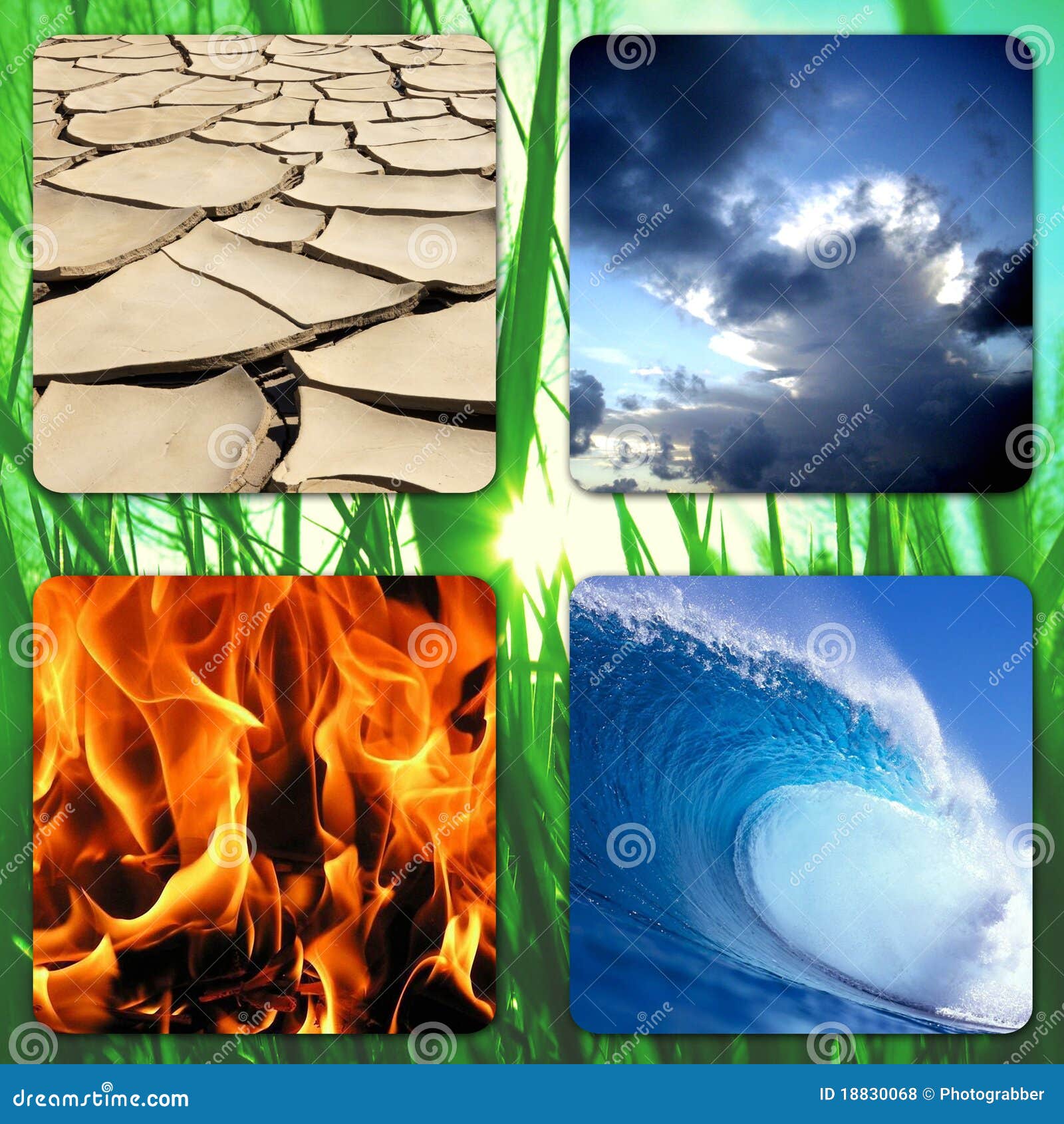 Four Elements in a square stock photo. Image of environment - 18830068