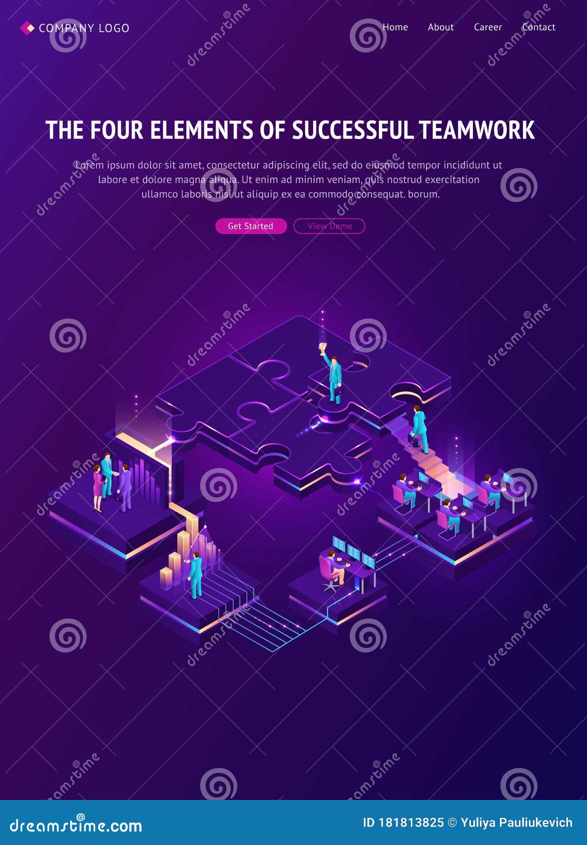 Four Elements of Successful Teamwork Banner Stock Vector - Illustration ...