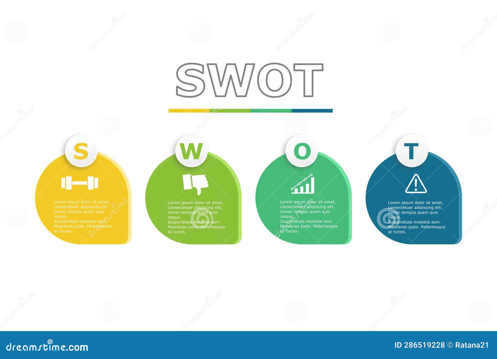 Four Elements with Text Inside . Concept of SWOT Analysis Template or ...
