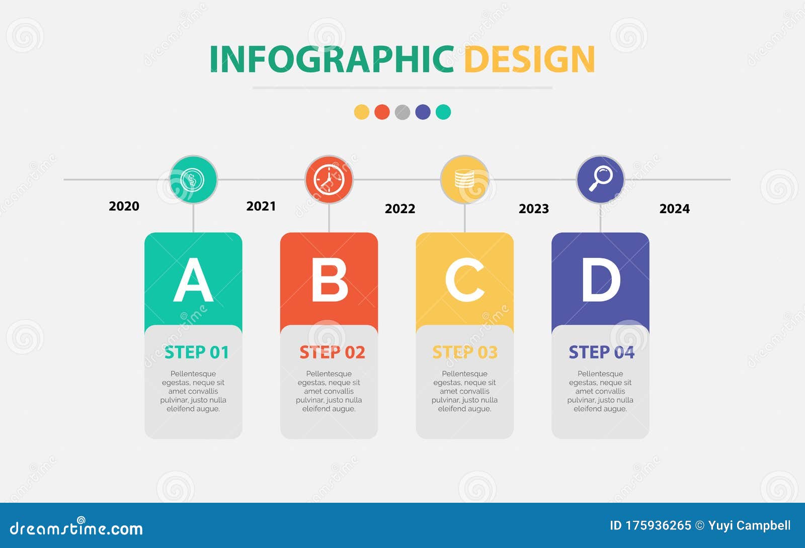 Four Elements Timeline Slide Template Stock Vector - Illustration of ...