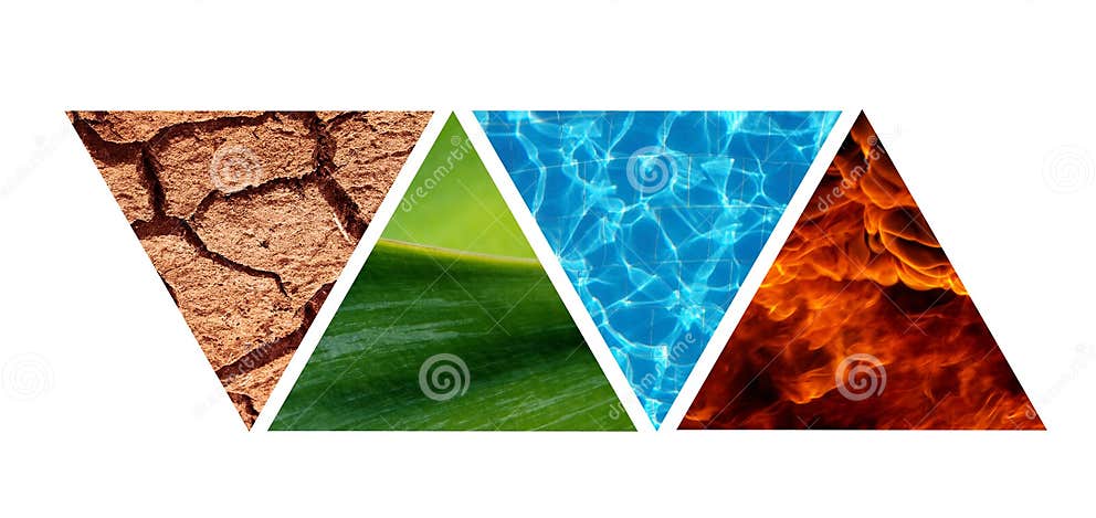 The Four Elements Inside Triangles Photo Frames Stock Illustration ...
