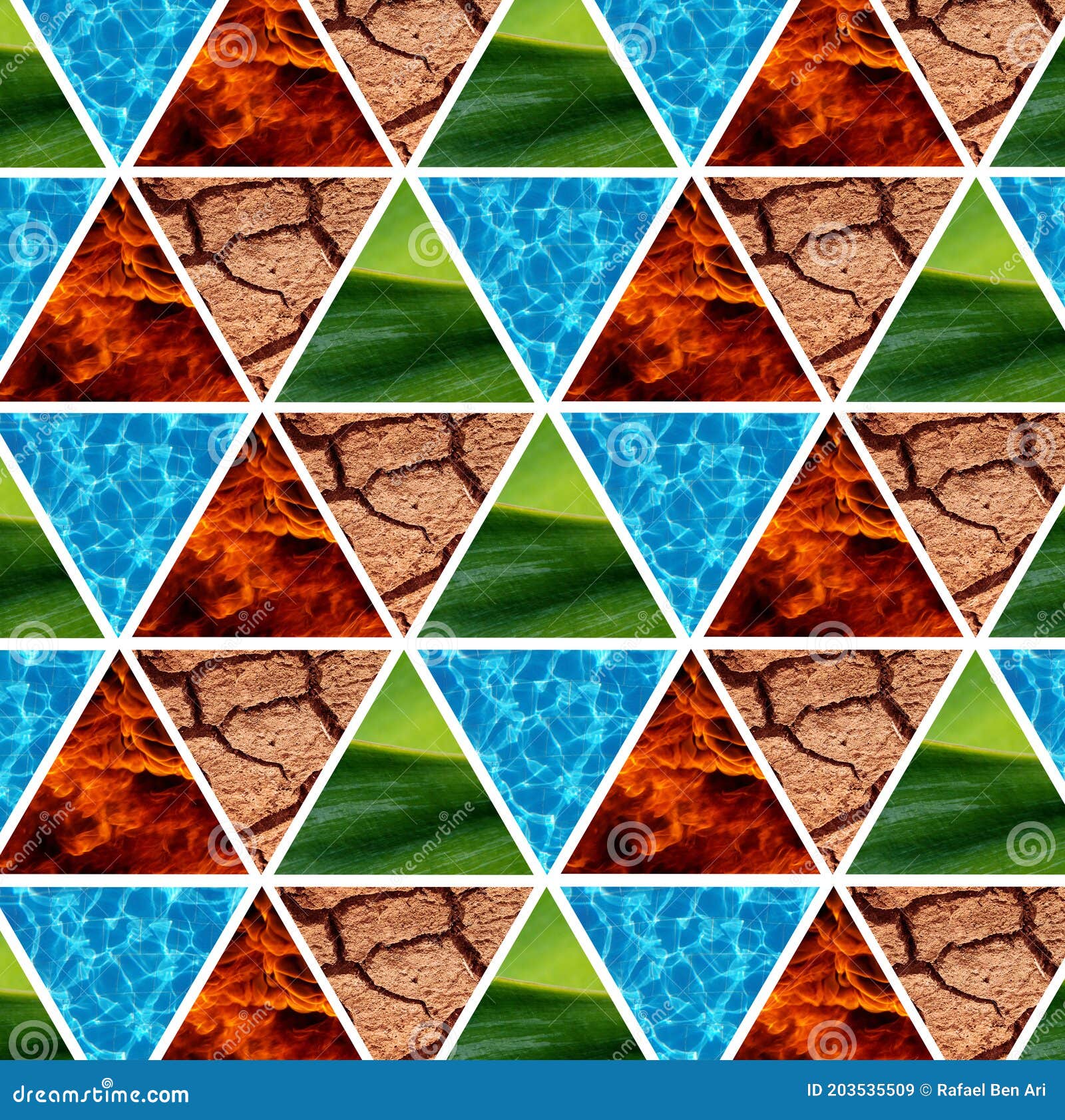 The Four Elements Inside Triangles Photo Frames Shapes Stock ...