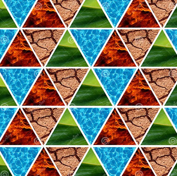 The Four Elements Inside Triangles Photo Frames Shapes Stock ...