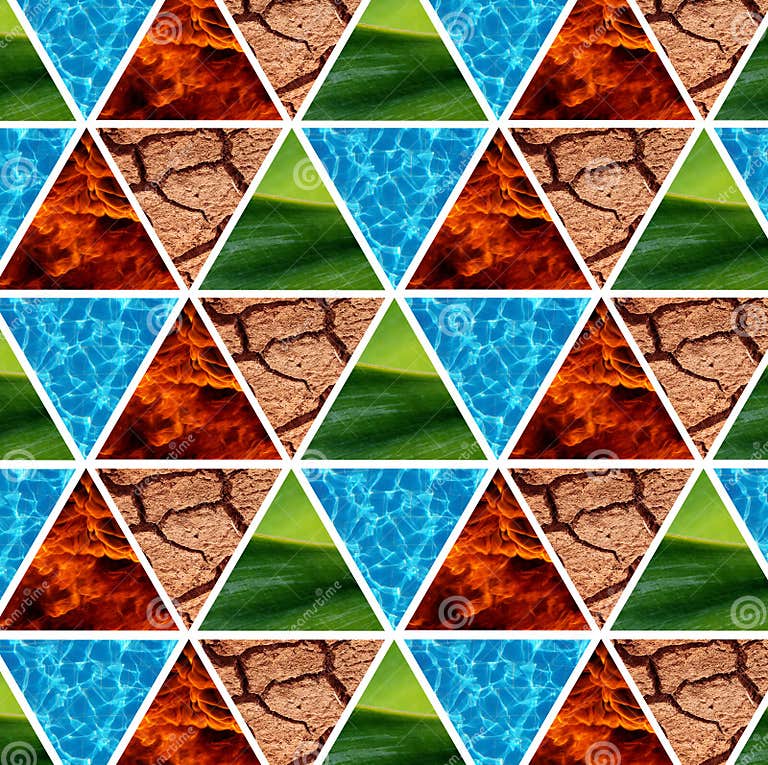 The Four Elements Inside Triangles Photo Frames Shapes Stock ...