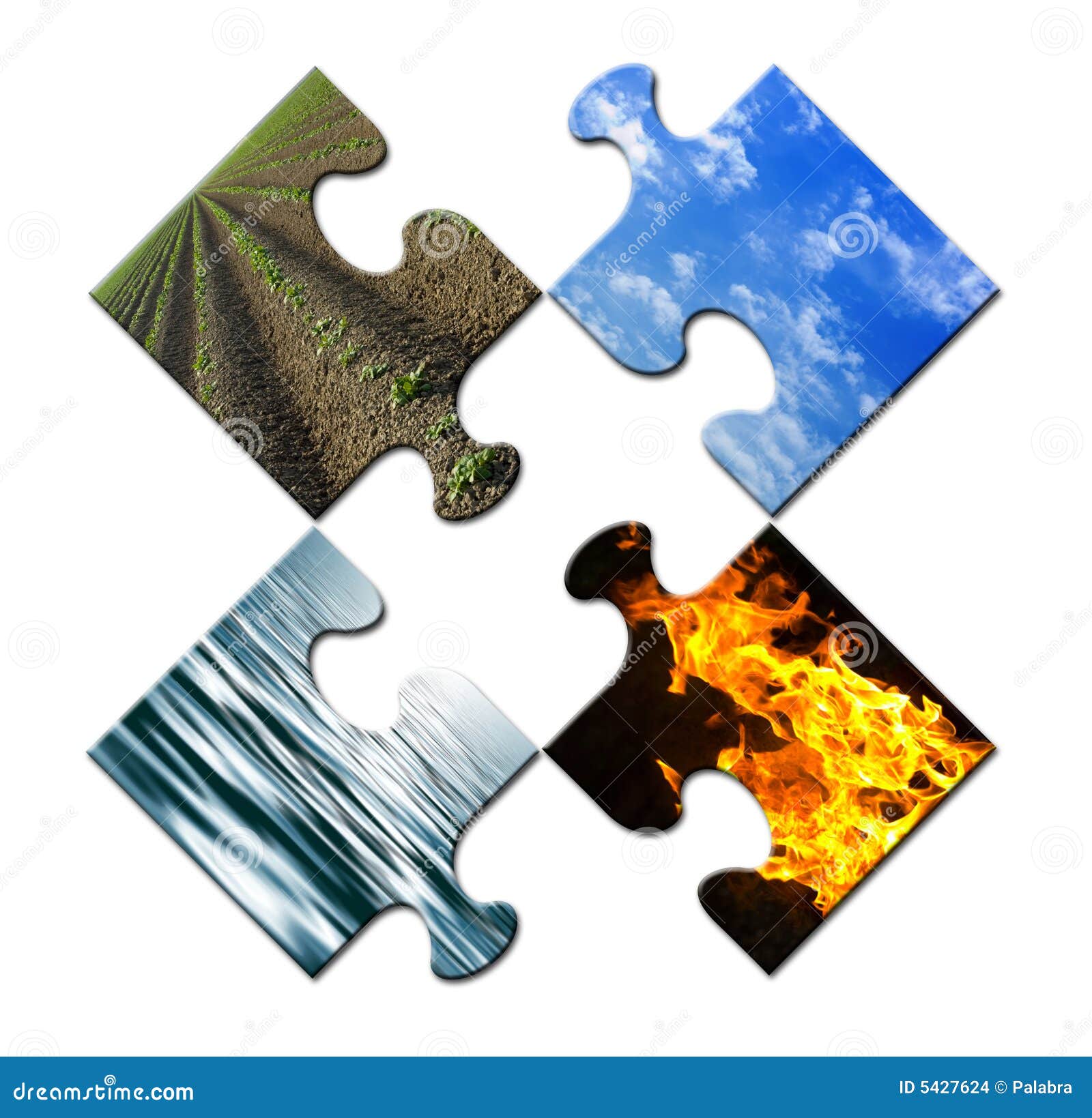 Four Elements in a Unsolved Puzzle Stock Photo - Image of nature ...