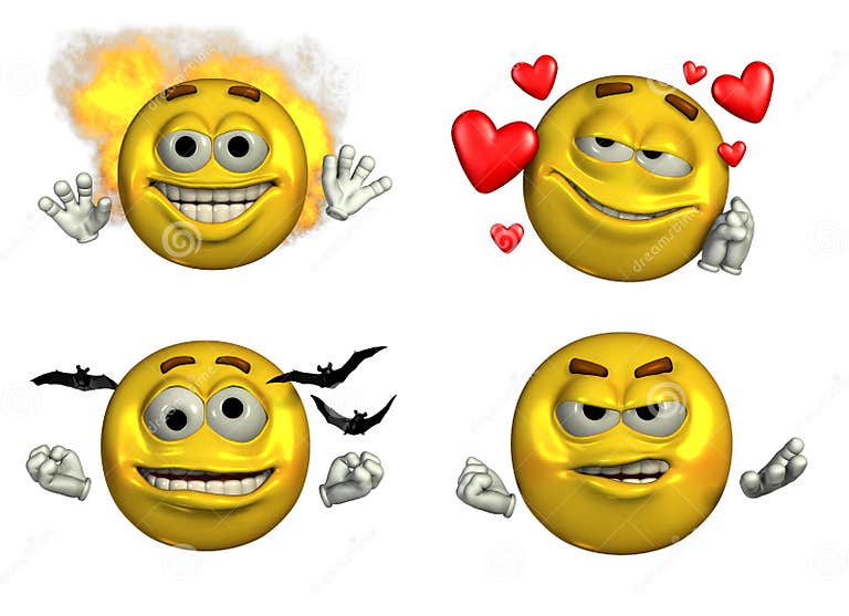 Four Emoticons-5 - with Clipping Path Stock Illustration - Illustration ...