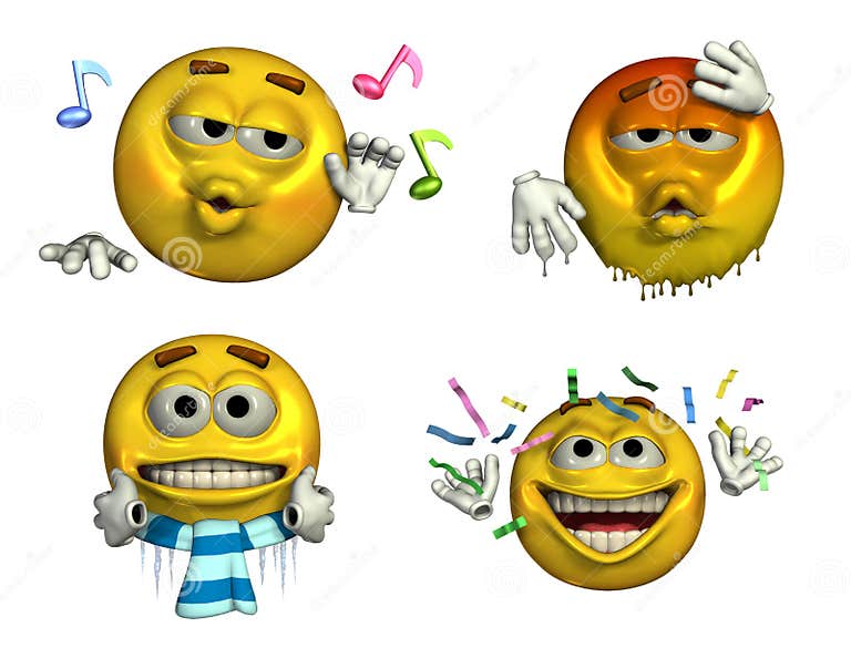 Four Emoticons - with Clipping Path Stock Illustration - Illustration ...