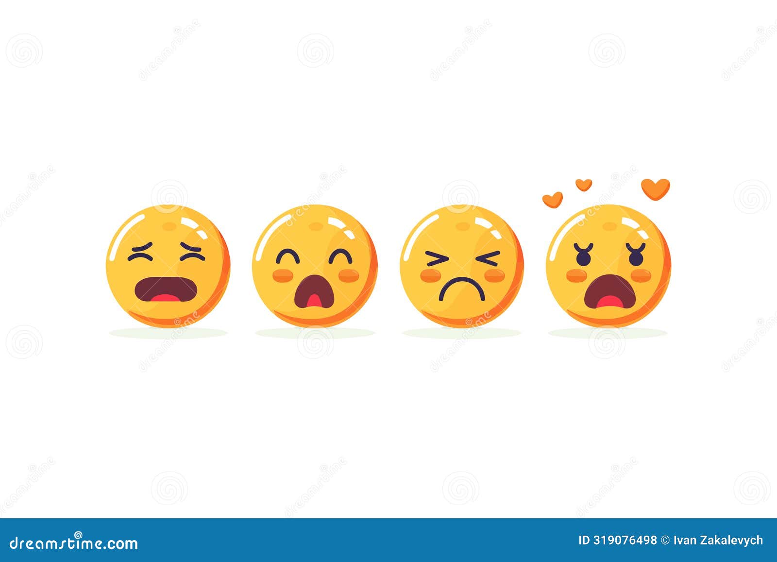 Four Emoticons Expressing Various Emotions. Vector Illustration Design ...