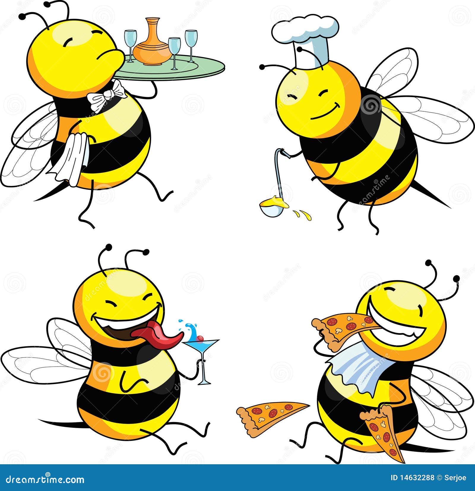 Four emotion bee stock vector. Illustration of happy - 14632288
