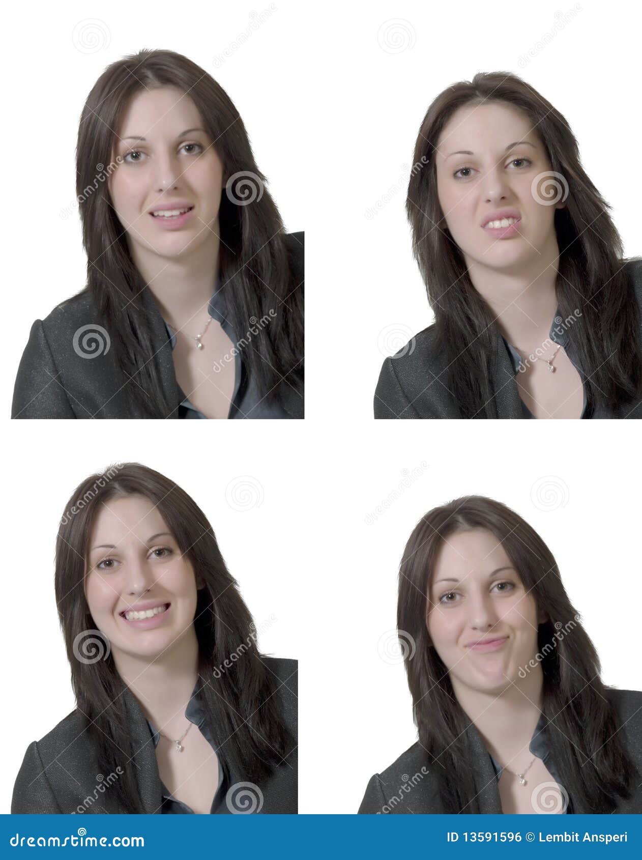 Four Emotions of Young Lady Stock Photo - Image of exhaustion, business ...