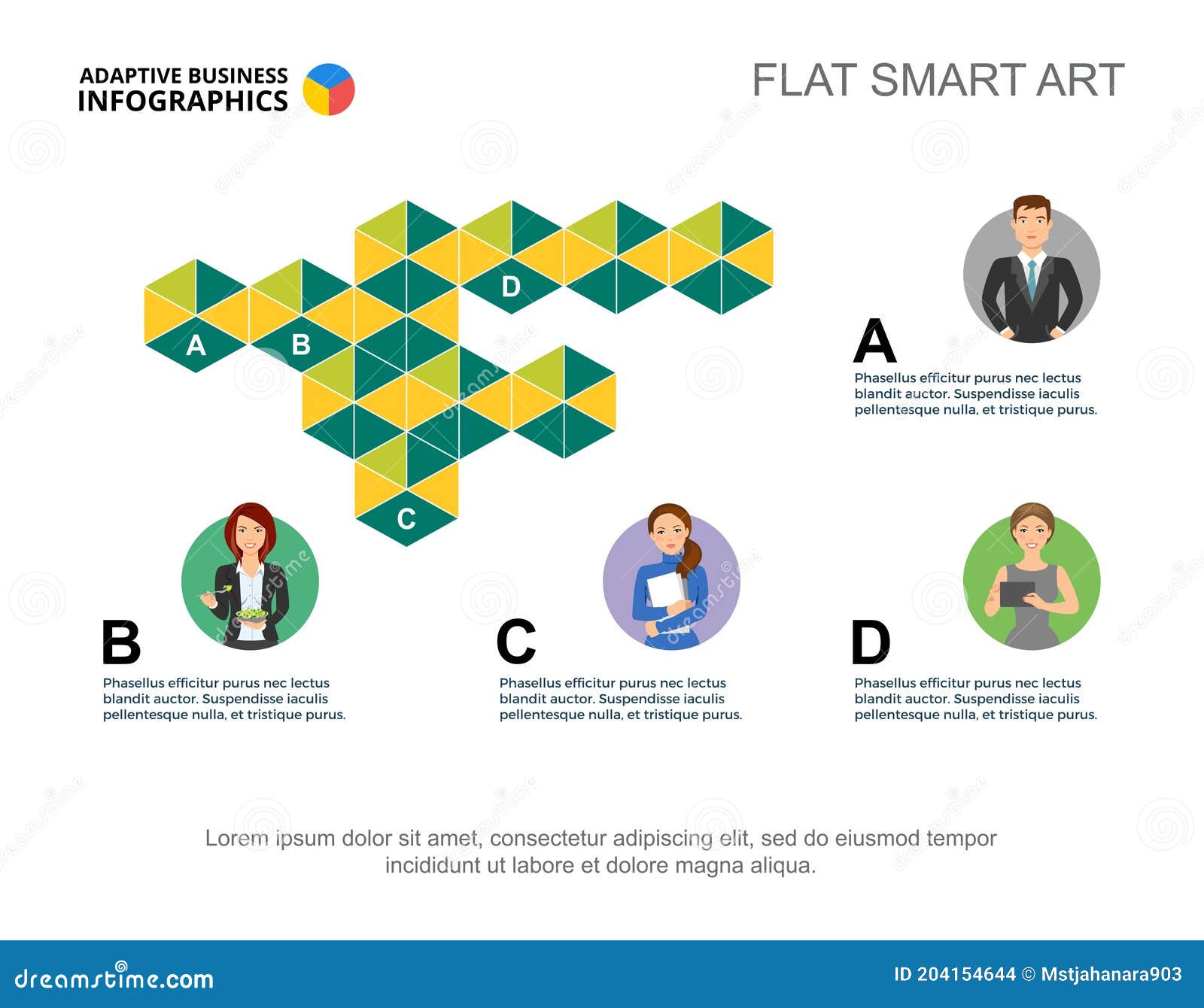 Four Employees Process Chart Template for Presentation Stock Vector ...