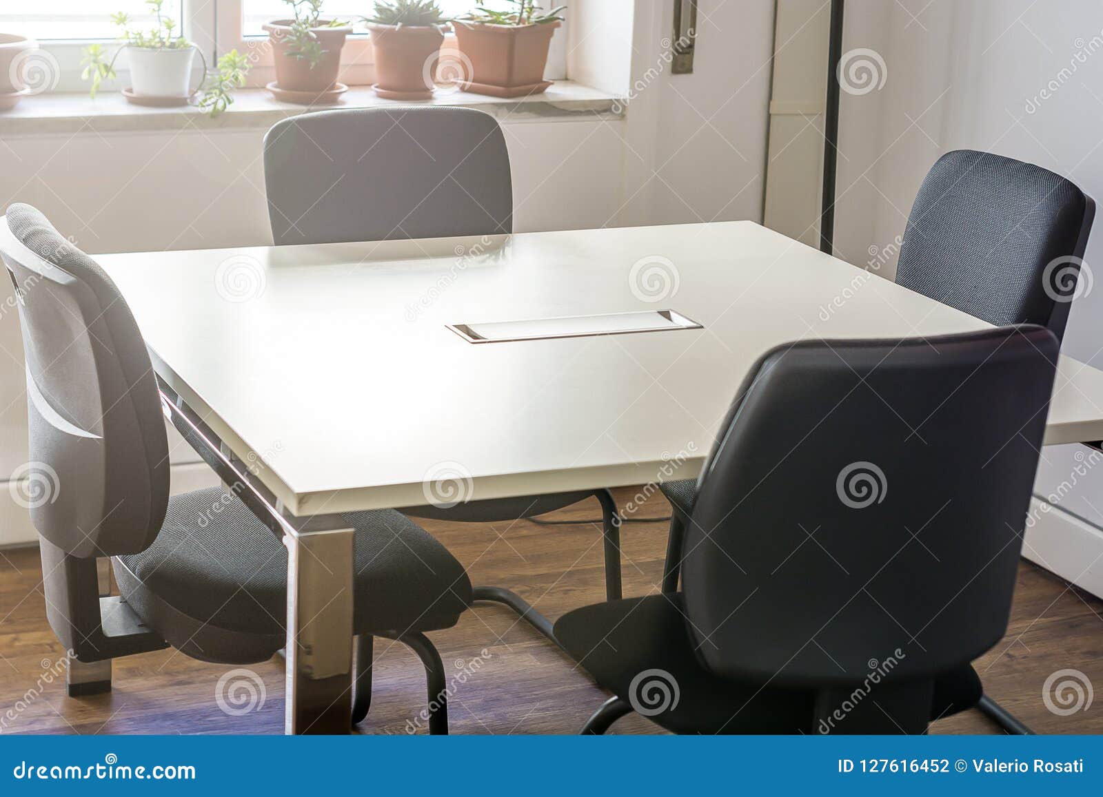 Four Empty Chairs in a Conference Room Stock Photo - Image of armchair ...