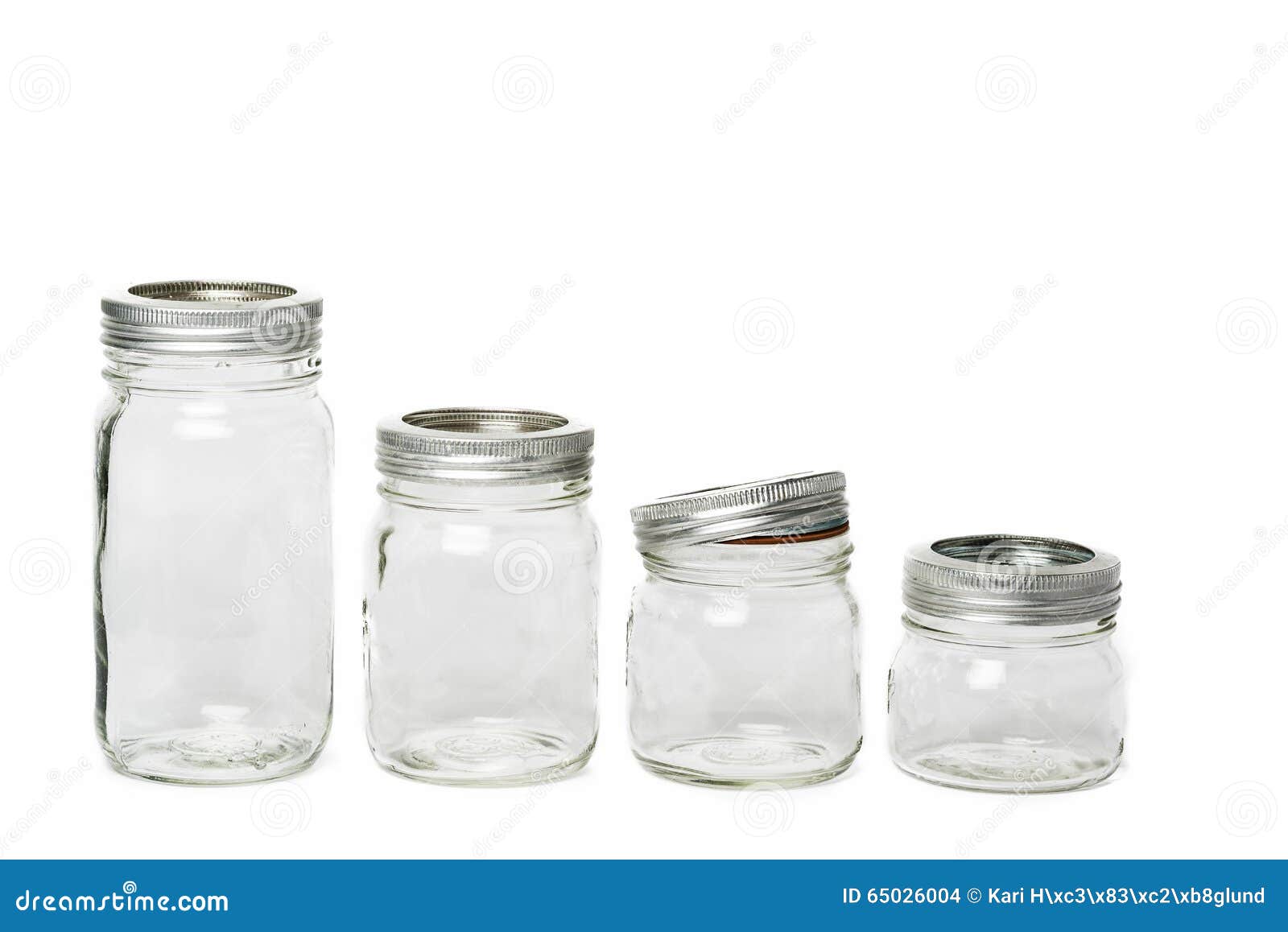 Four empty glass jar stock photo. Image of canning, isolated - 65026004