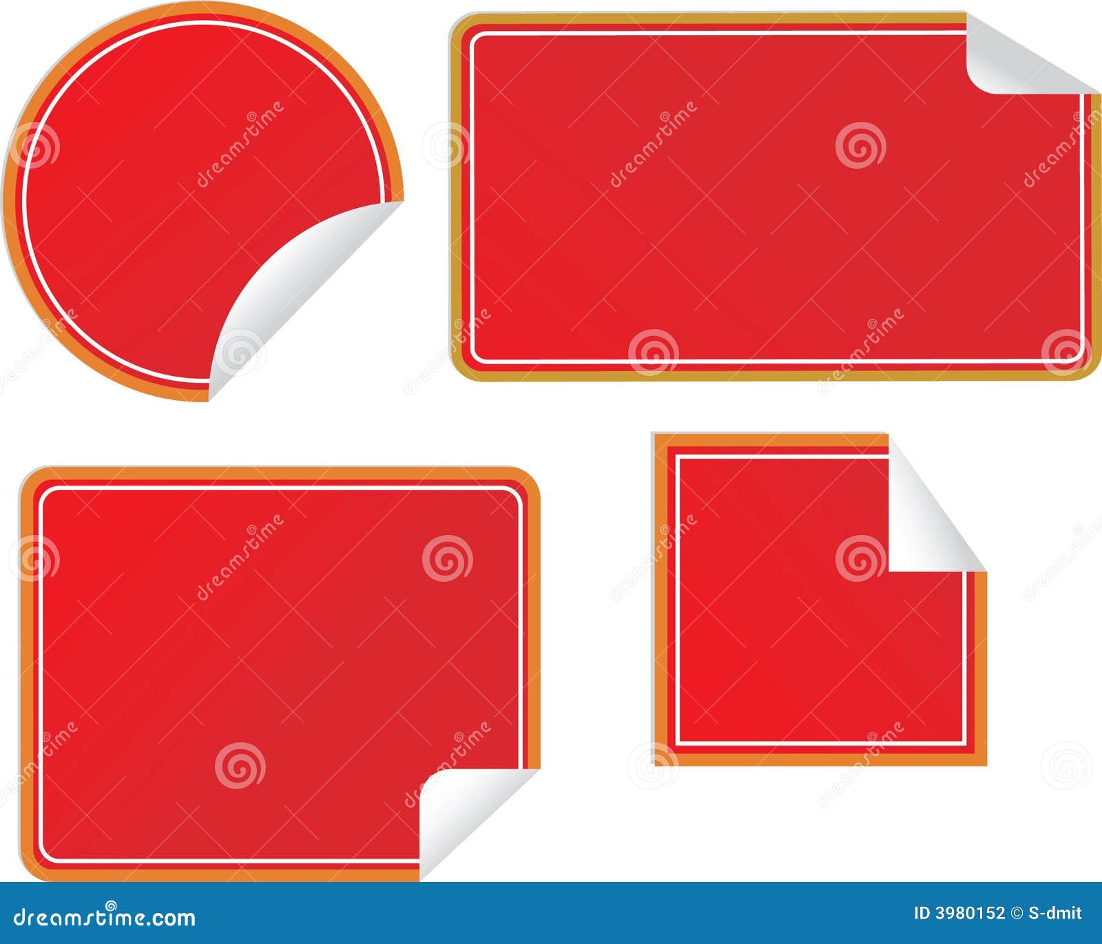 Four Empty Labels with the Wrapped Up Corner Stock Vector ...