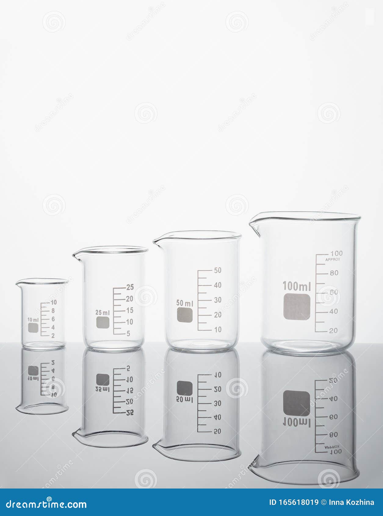 Four Empty Measuring Beakers Stock Image - Image of beakers, chemistry ...