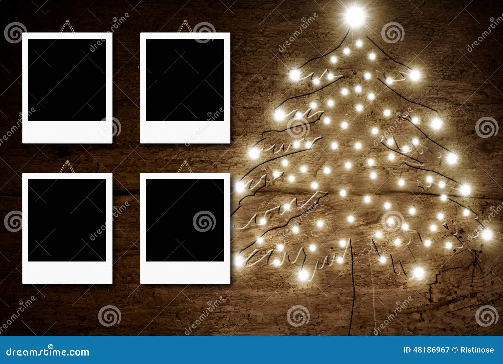 Four Empty Photo Frames,Christmas Rustic Card Stock Image - Image of ...