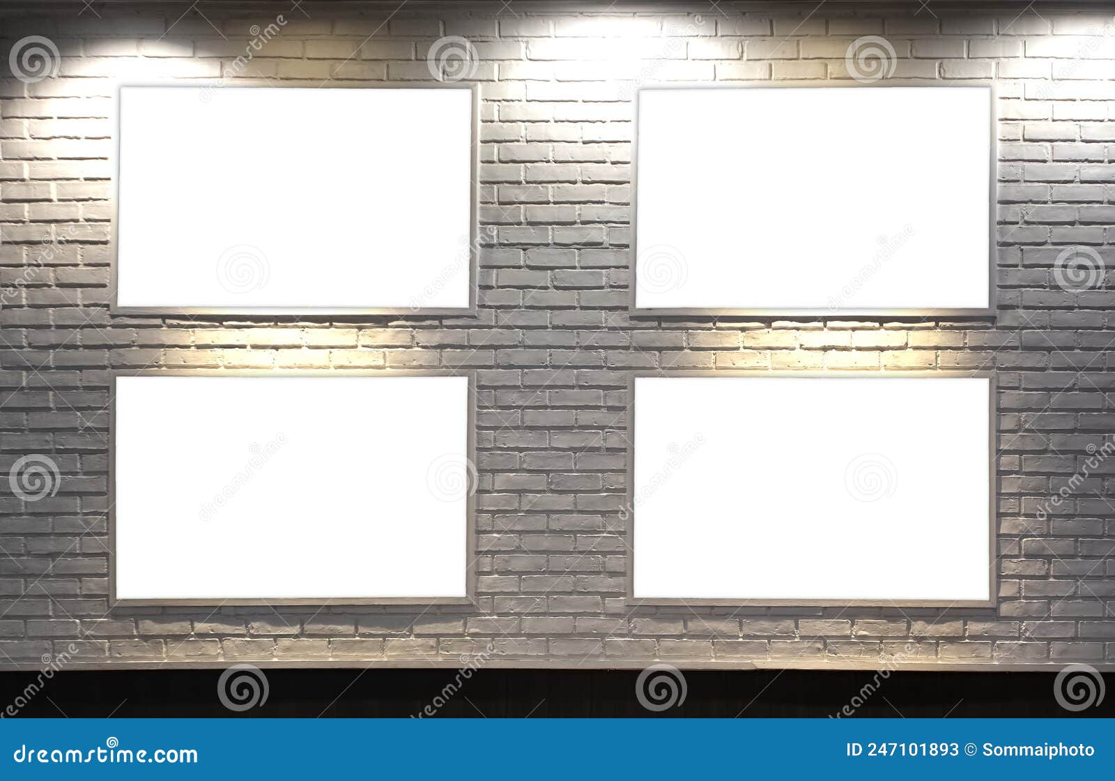 Four Empty Picture Frames on the Wall Stock Image - Image of decor ...