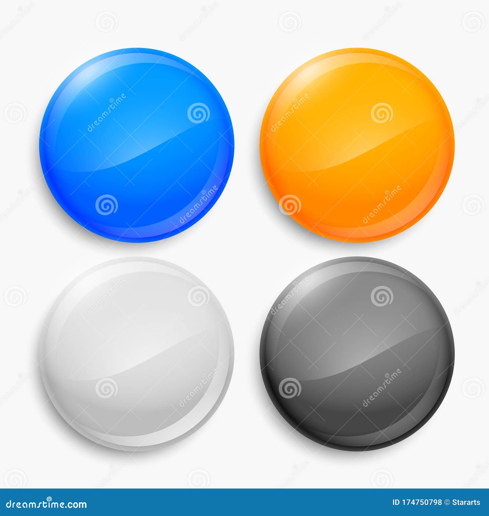 Four Empty Shiny Circular Buttons Set Design Stock Vector ...
