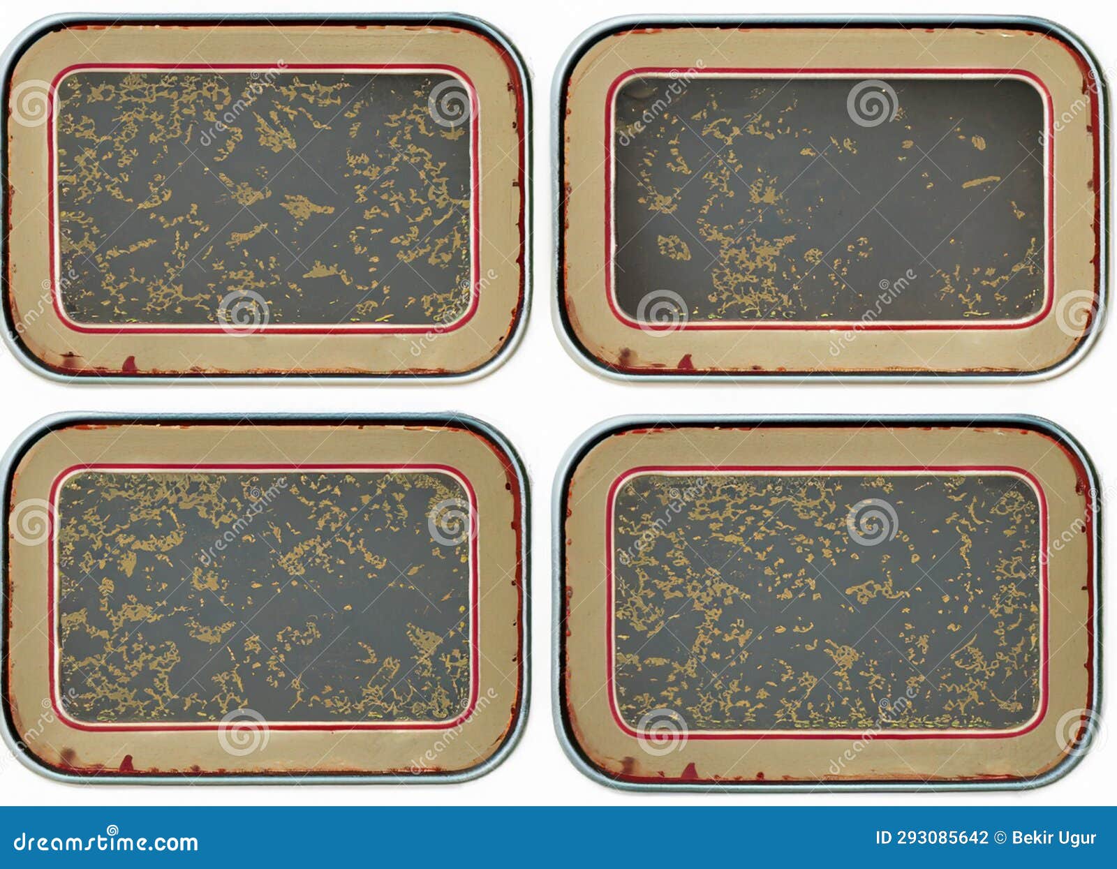 Four Empty Vintage Tin Signs on a White Background Stock Illustration ...
