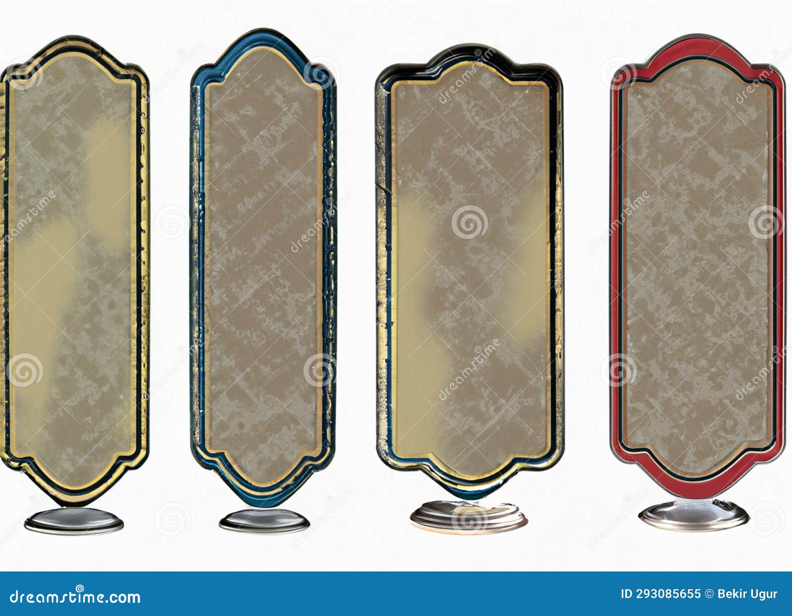 Four Empty Vintage Tin Signs on a White Background Stock Illustration ...