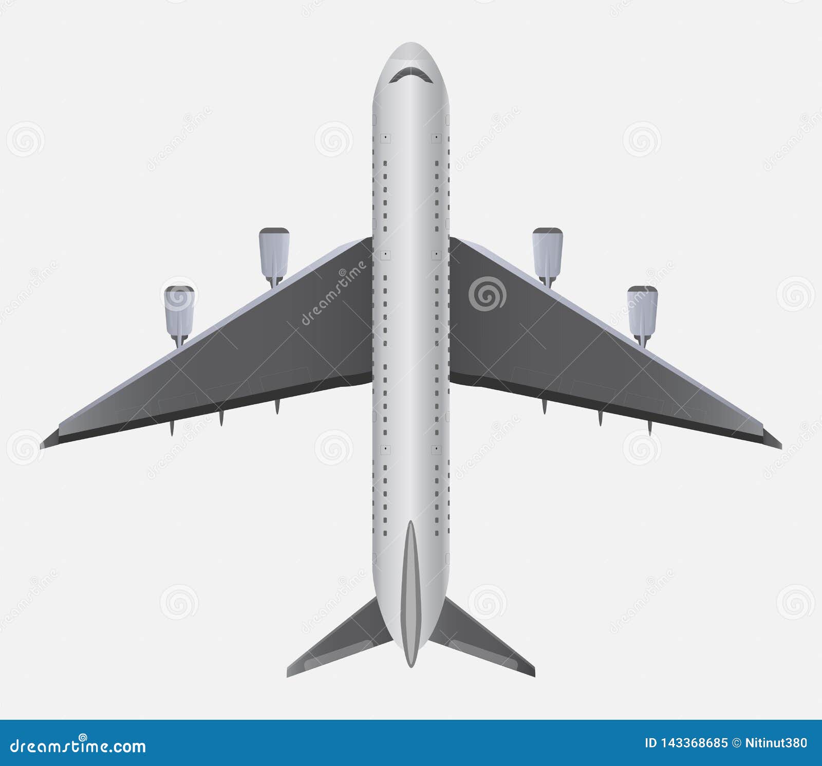 Four Engine Passenger Airplane Vector Stock Illustration - Illustration ...