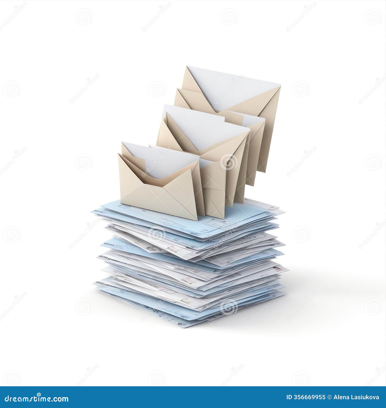 Stack of Papers with Four Envelopes and Letters, Conveying ...