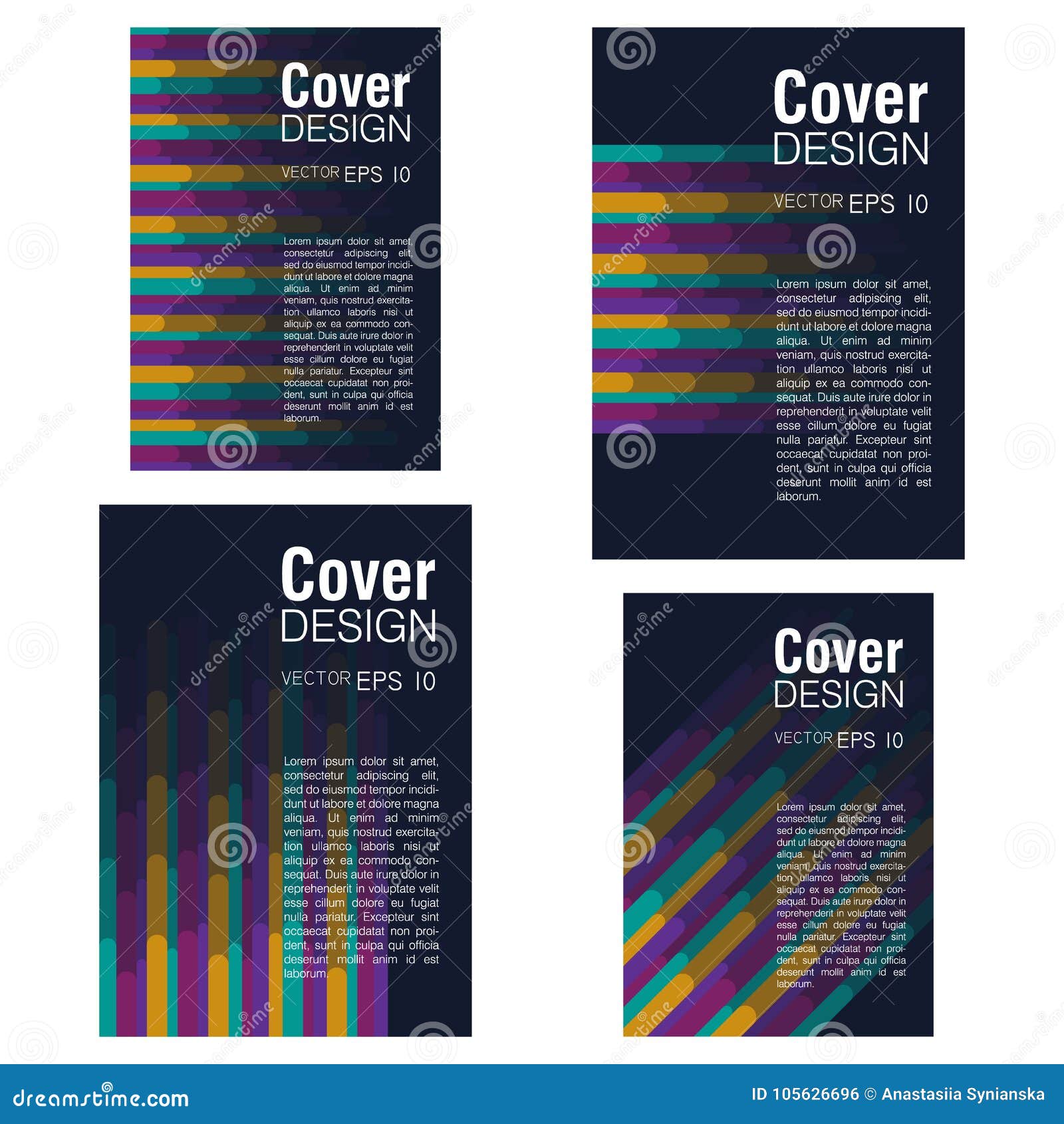Four Examples of Abstract Cover Design. Place for Text Stock Vector ...