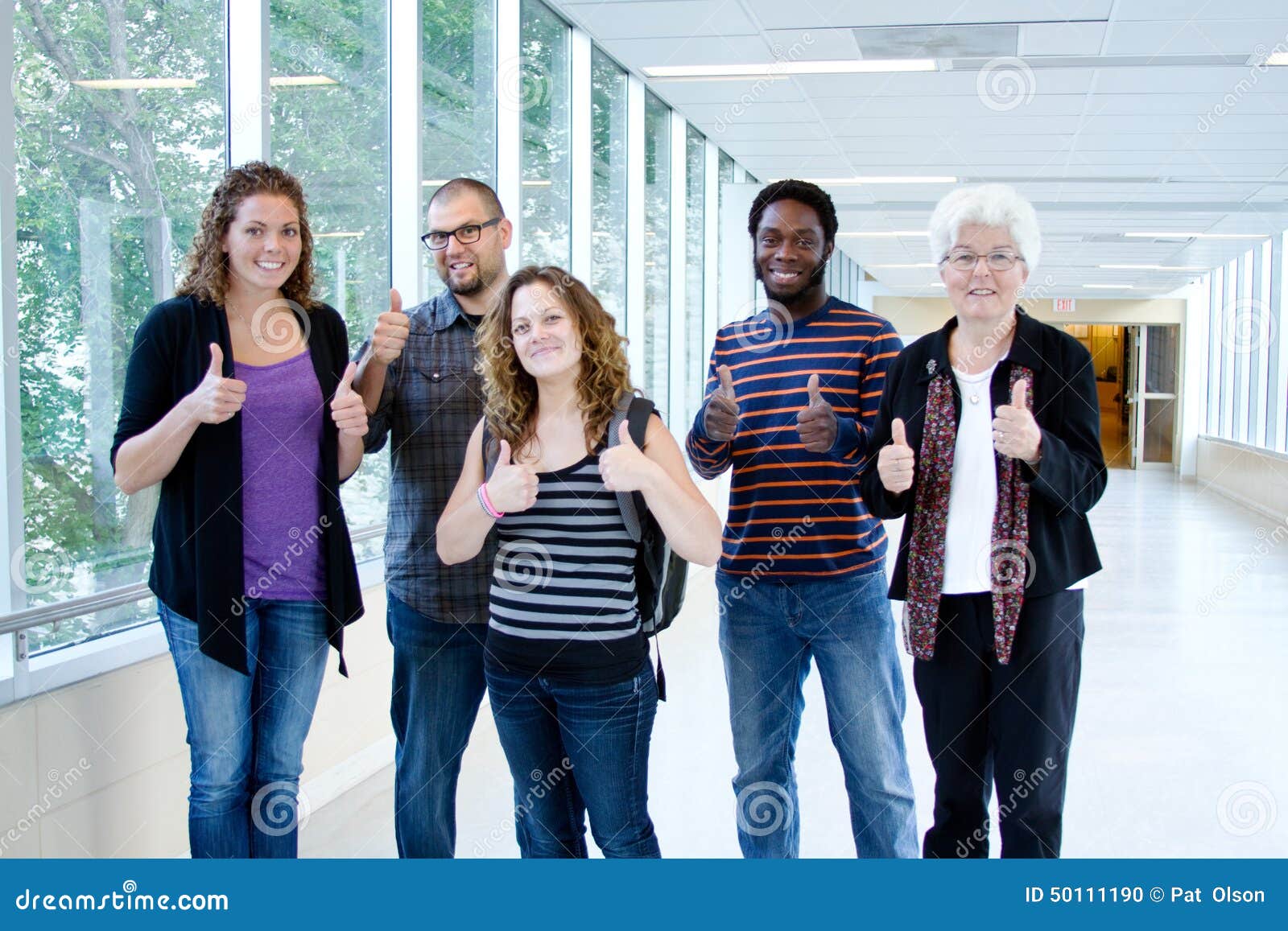 Four Excited Students with Professor Stock Photo - Image of excited ...