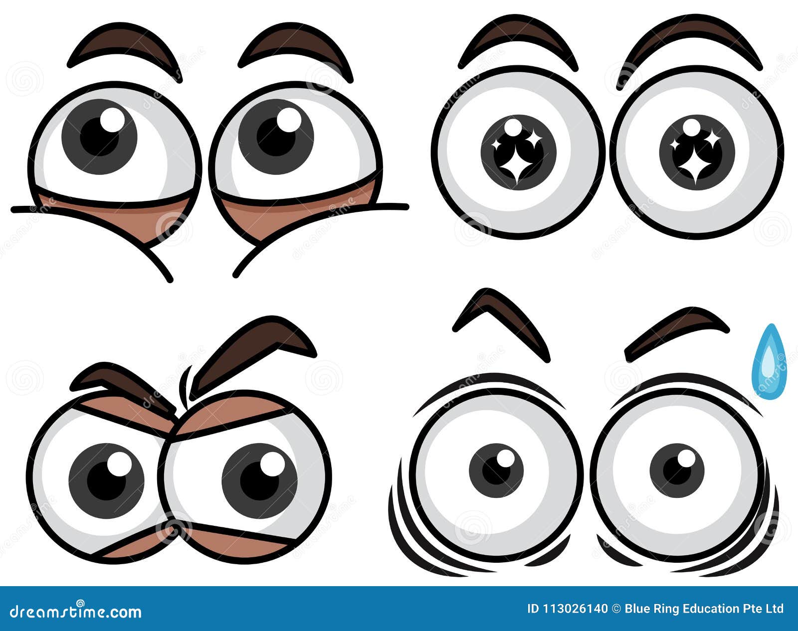 Four Eyes Set with Different Expressions Stock Vector - Illustration of ...