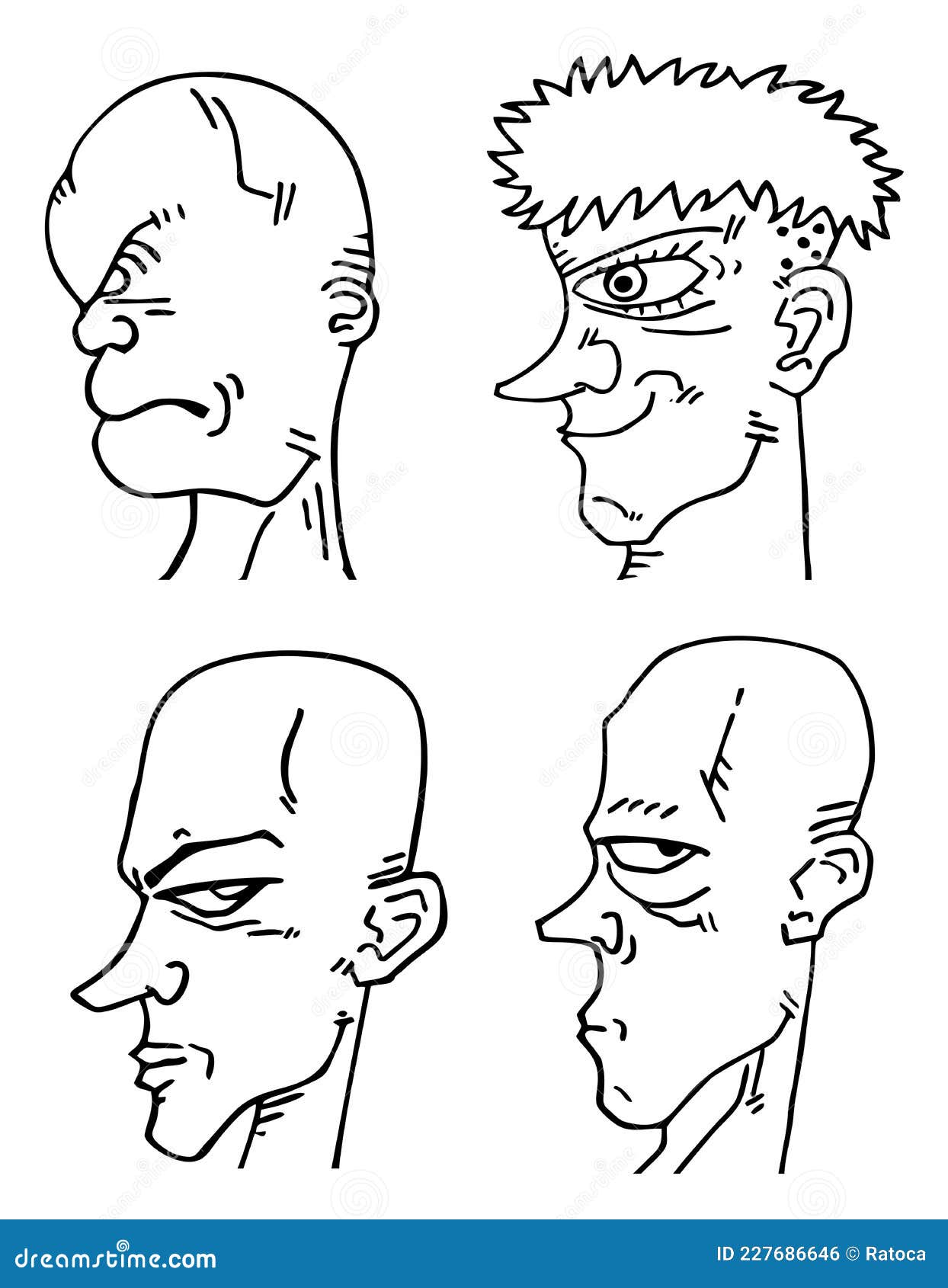 Four face draws stock vector. Illustration of expressive - 227686646