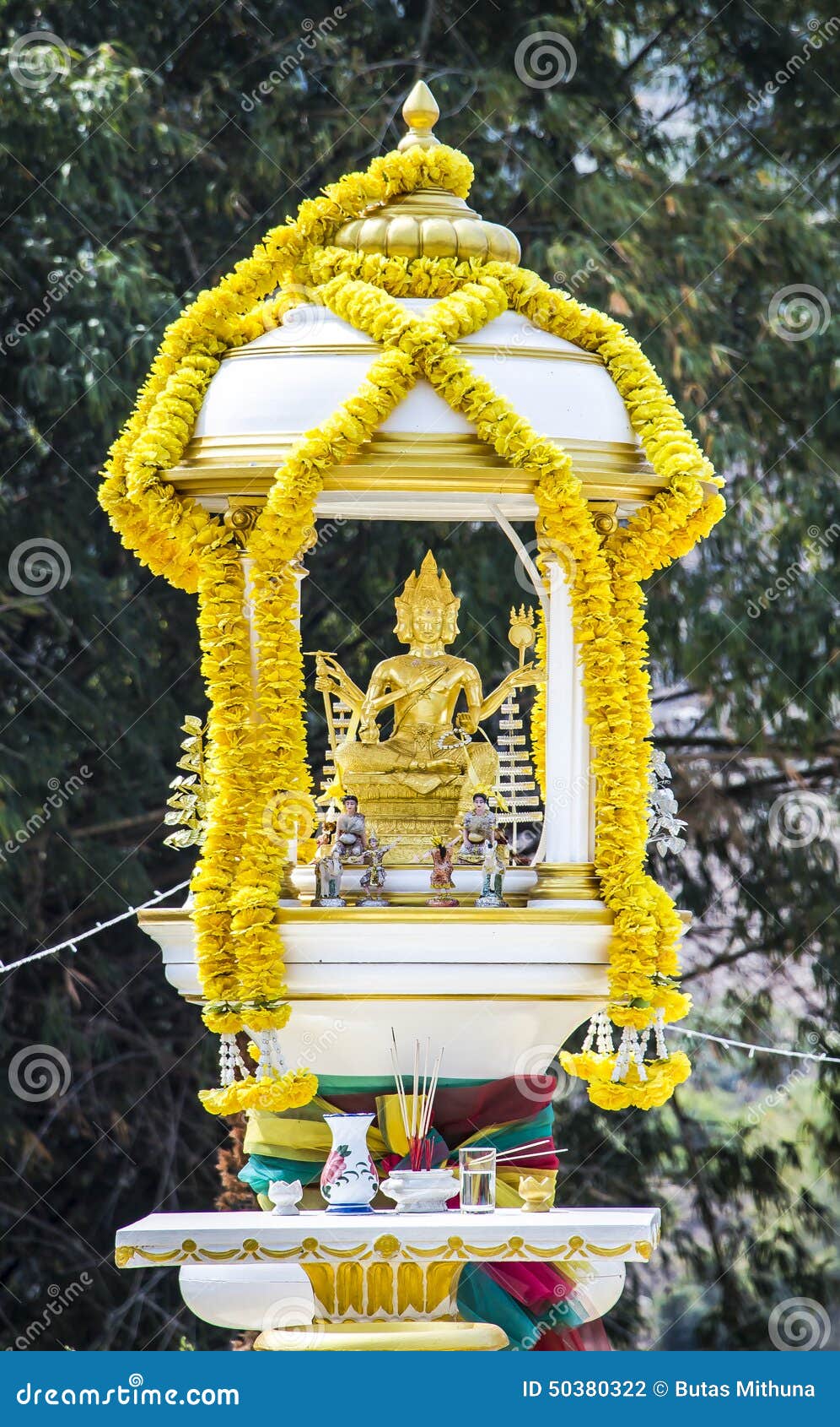 Four faces brahma statue stock photo. Image of incense - 50380322