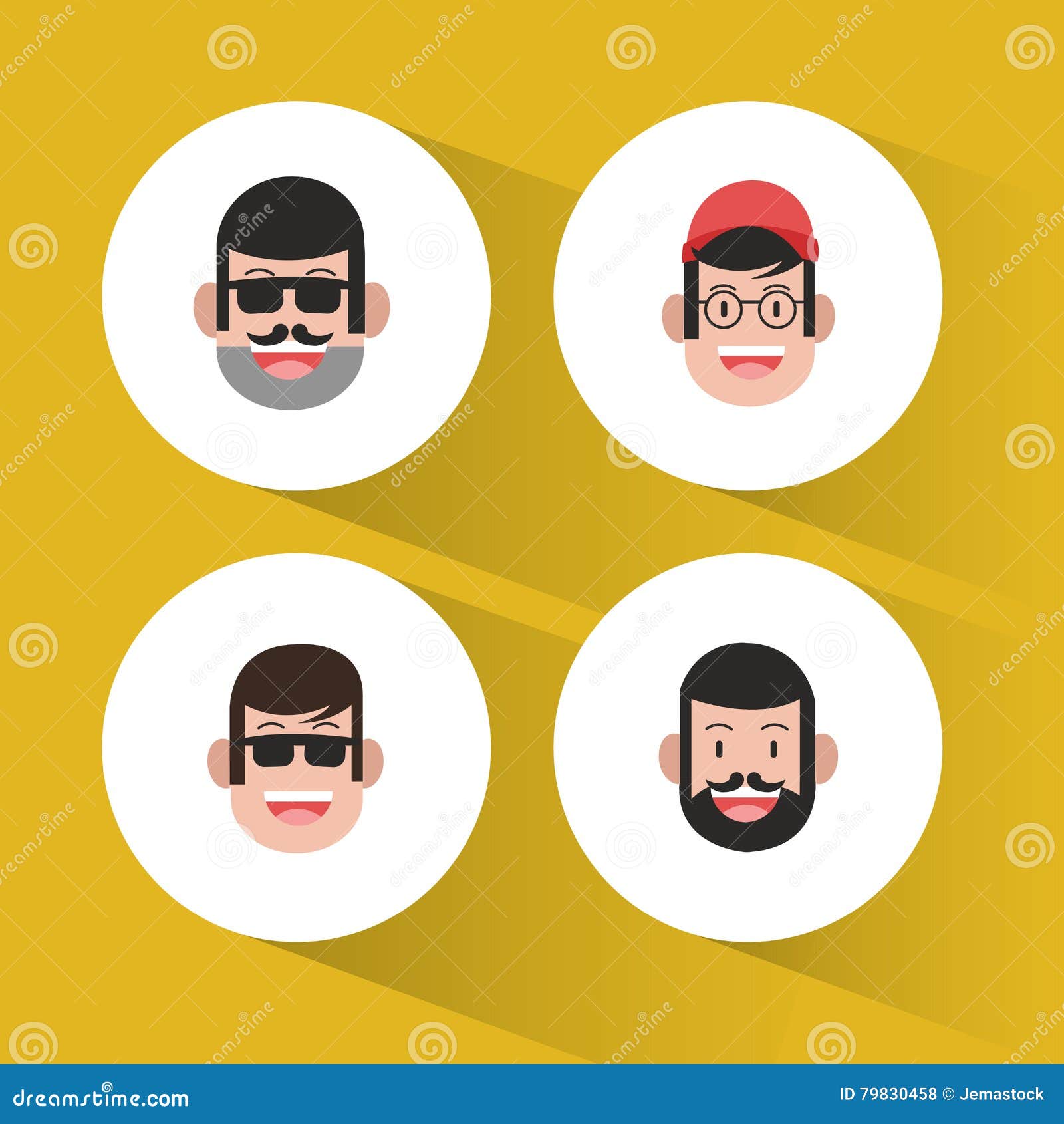 Four Faces of Men Icons Image Stock Illustration - Illustration of user ...