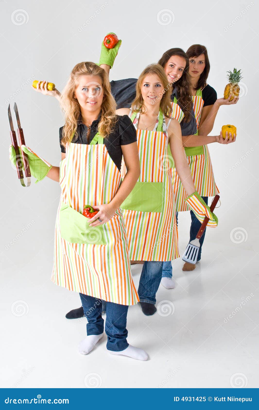 Four Female Cooks stock image. Image of chefs, health - 4931425