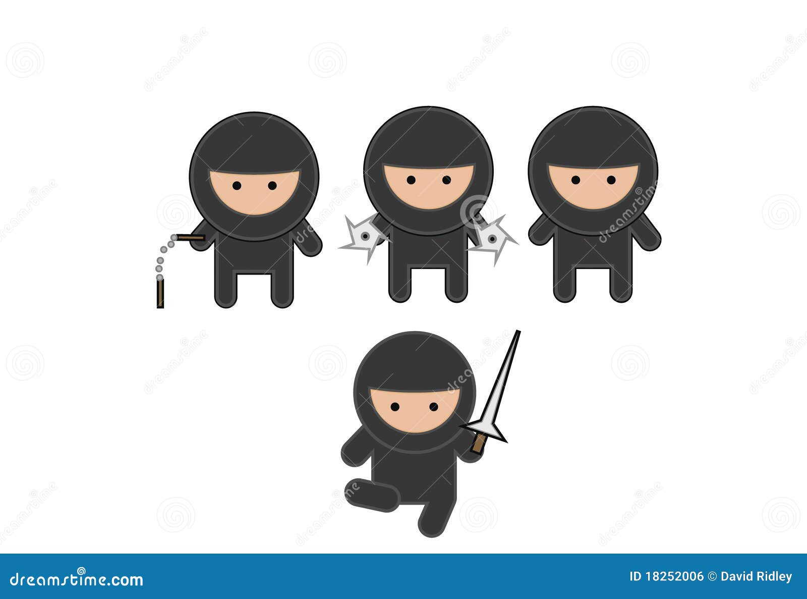 Four Fighting Ninja S in Black Outfits Stock Illustration ...