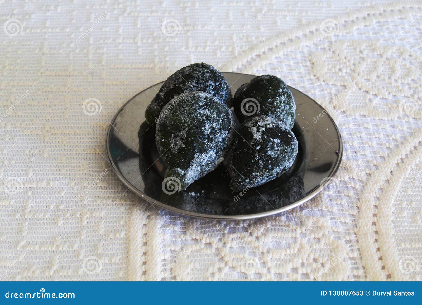 Four Figs, Crystallized Arranged in a Plate Stock Image - Image of ...