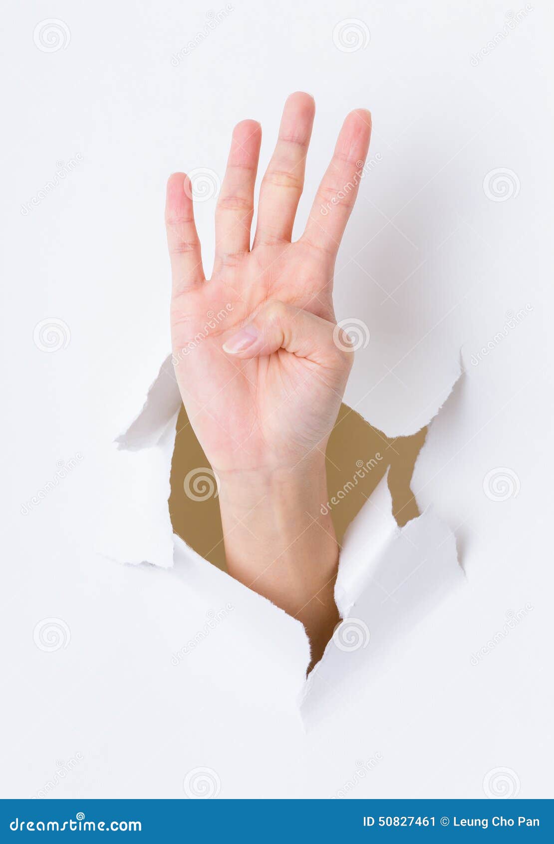 Four Finger Breaking through Paper Wall Stock Image - Image of crash ...