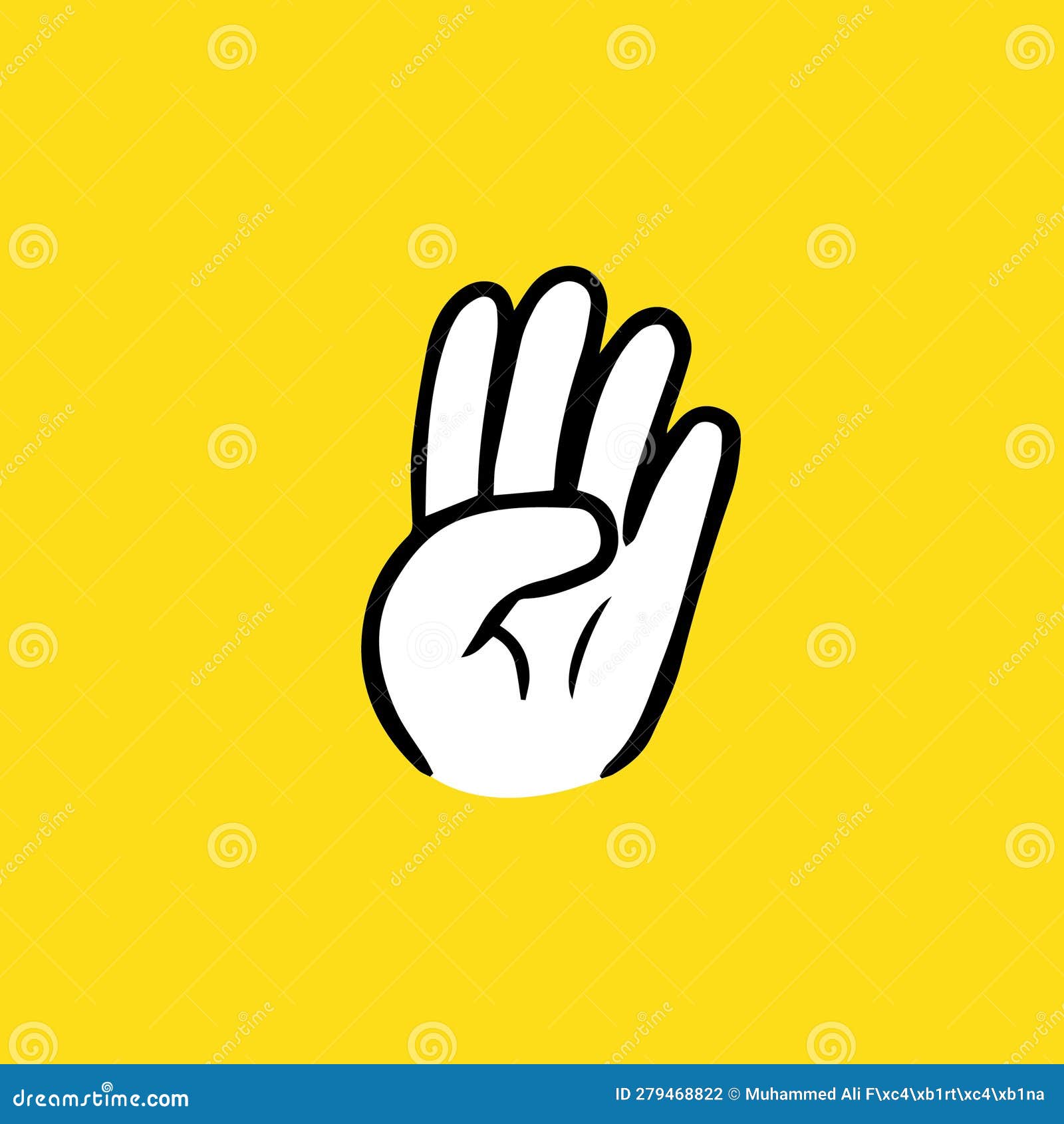 Four Finger Hand Sign. Basic Style Stock Vector - Illustration of ...