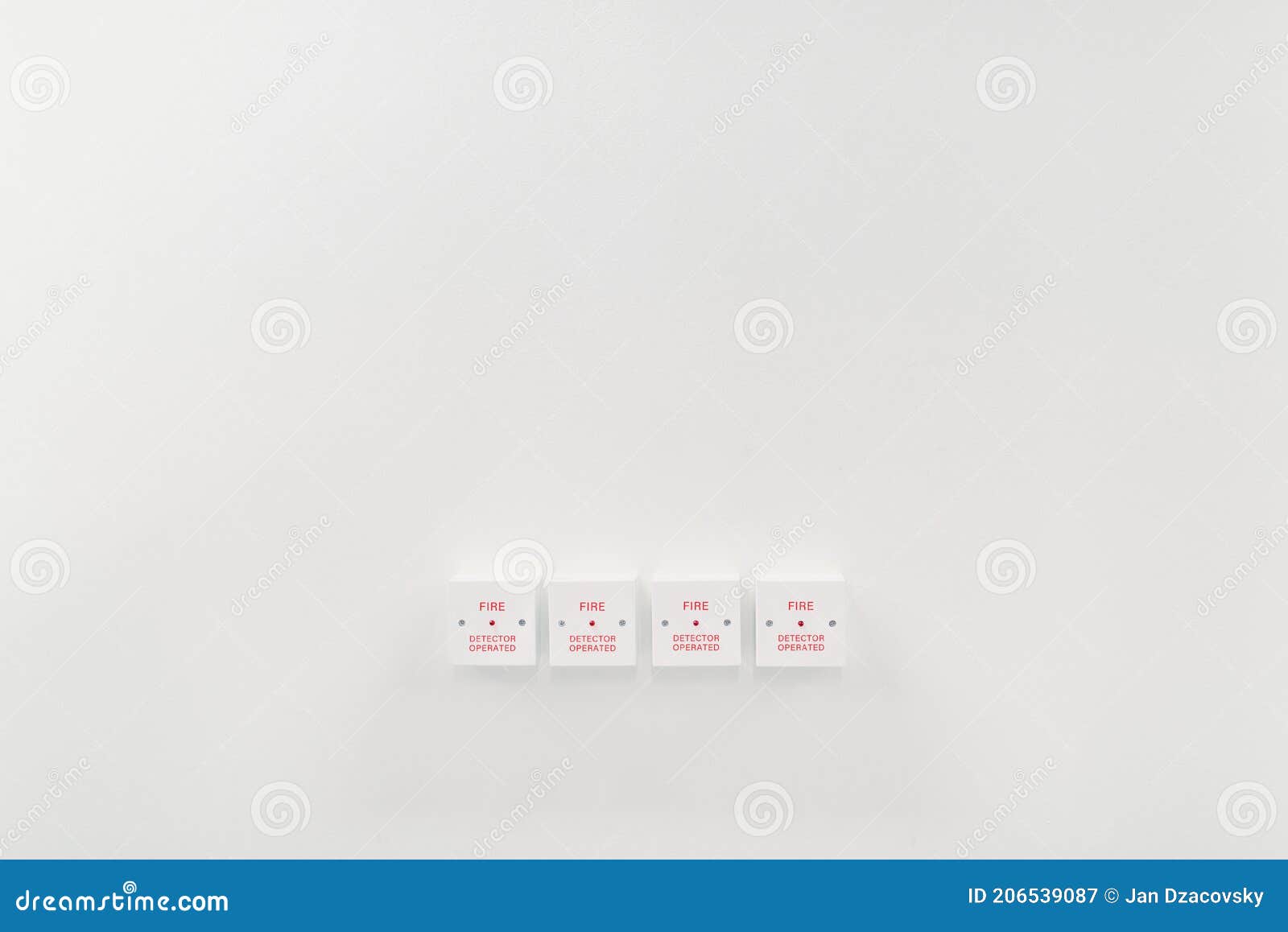 Fire detectors on the wall stock image. Image of information - 206539087