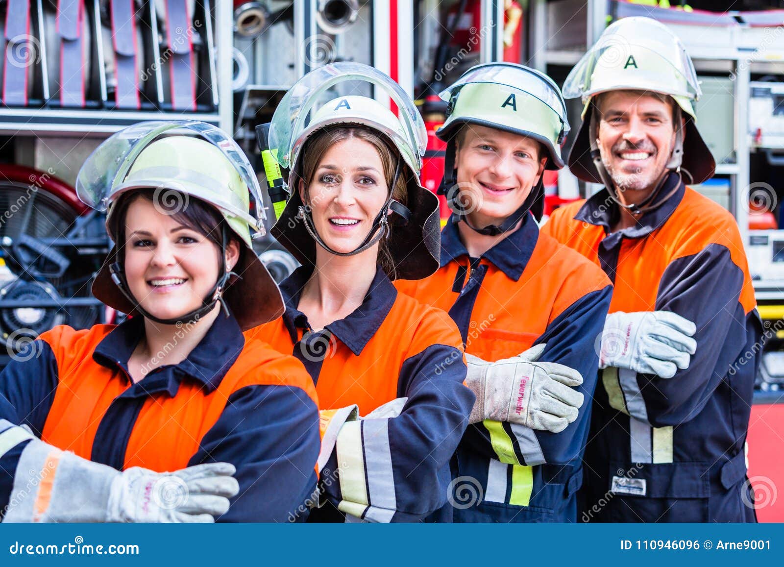 Four Fire Fighters Doing Thumbs Up Stock Photo - Image of voluntary ...