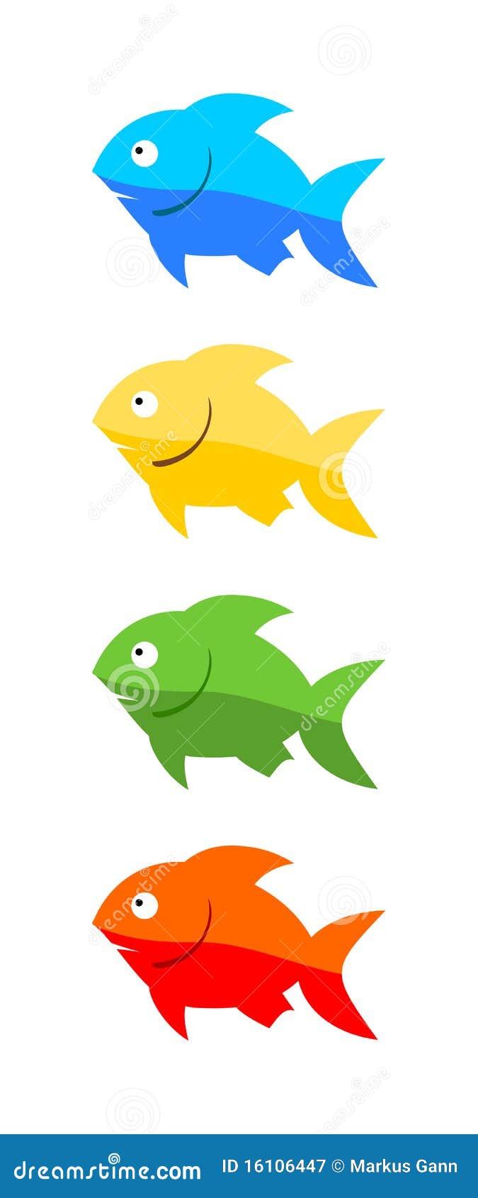 Four fish stock illustration. Illustration of cute, paint - 16106447