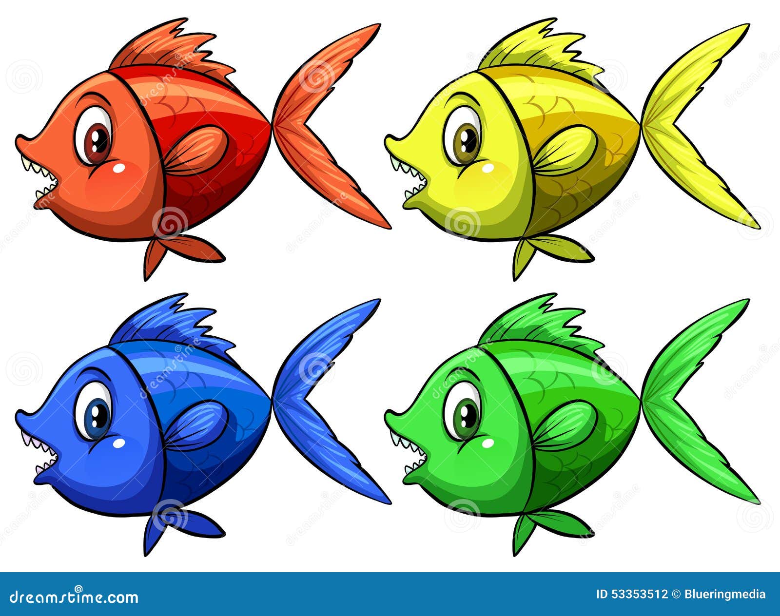Four Fish On A Yellow Background Cartoon Vector | CartoonDealer.com ...