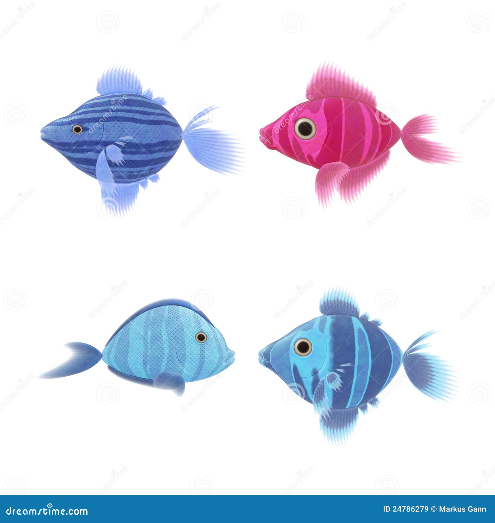 Four Fish On A Yellow Background Cartoon Vector | CartoonDealer.com ...