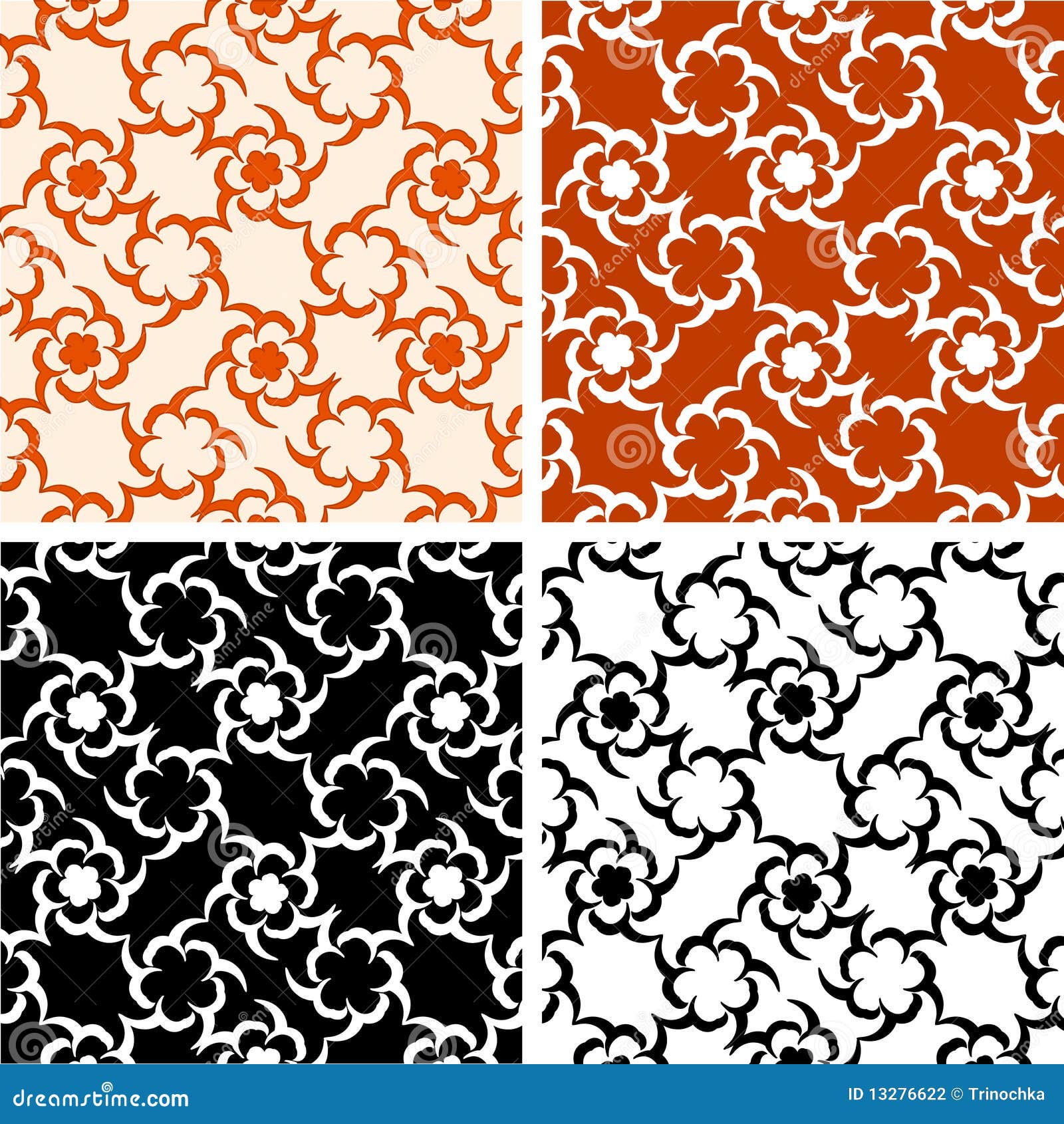 Four floral pattern stock vector. Illustration of curve - 13276622