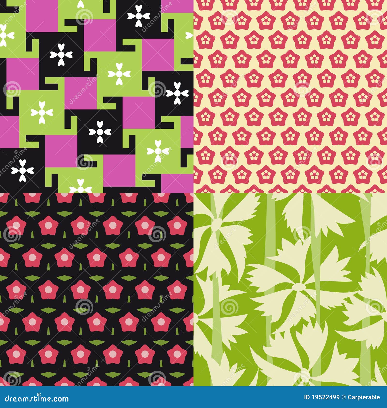 Four floral patterns stock vector. Illustration of ivory - 19522499