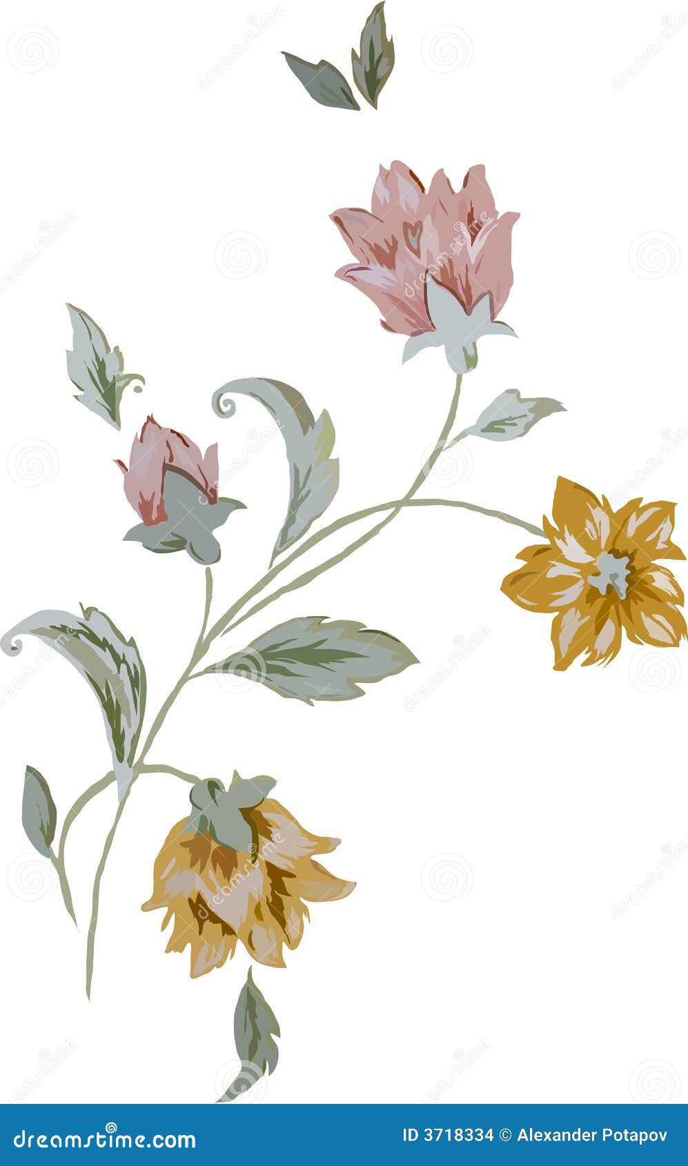 Four flower illustration stock vector. Illustration of ornate - 3718334